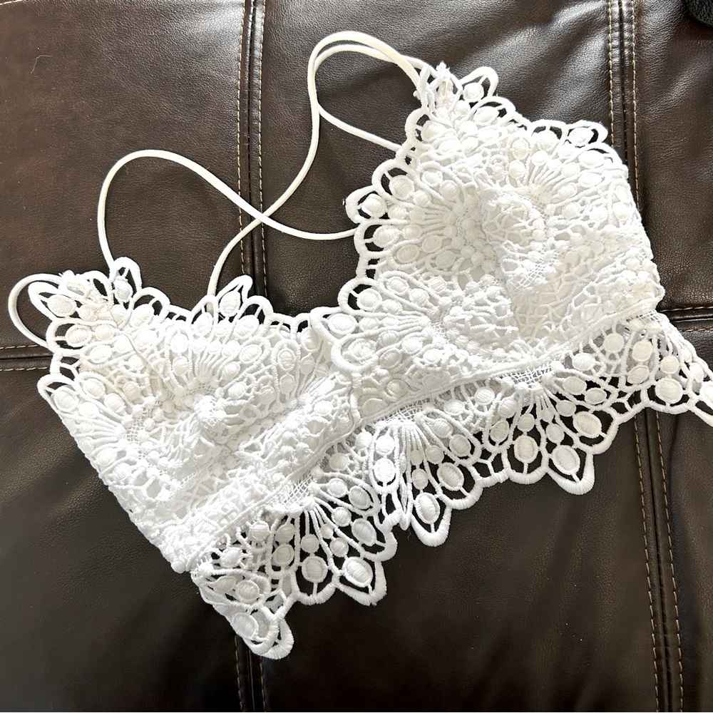 Hippie Boho Lace Crochet Bra Swimsuit Pocket For Pads… - Gem